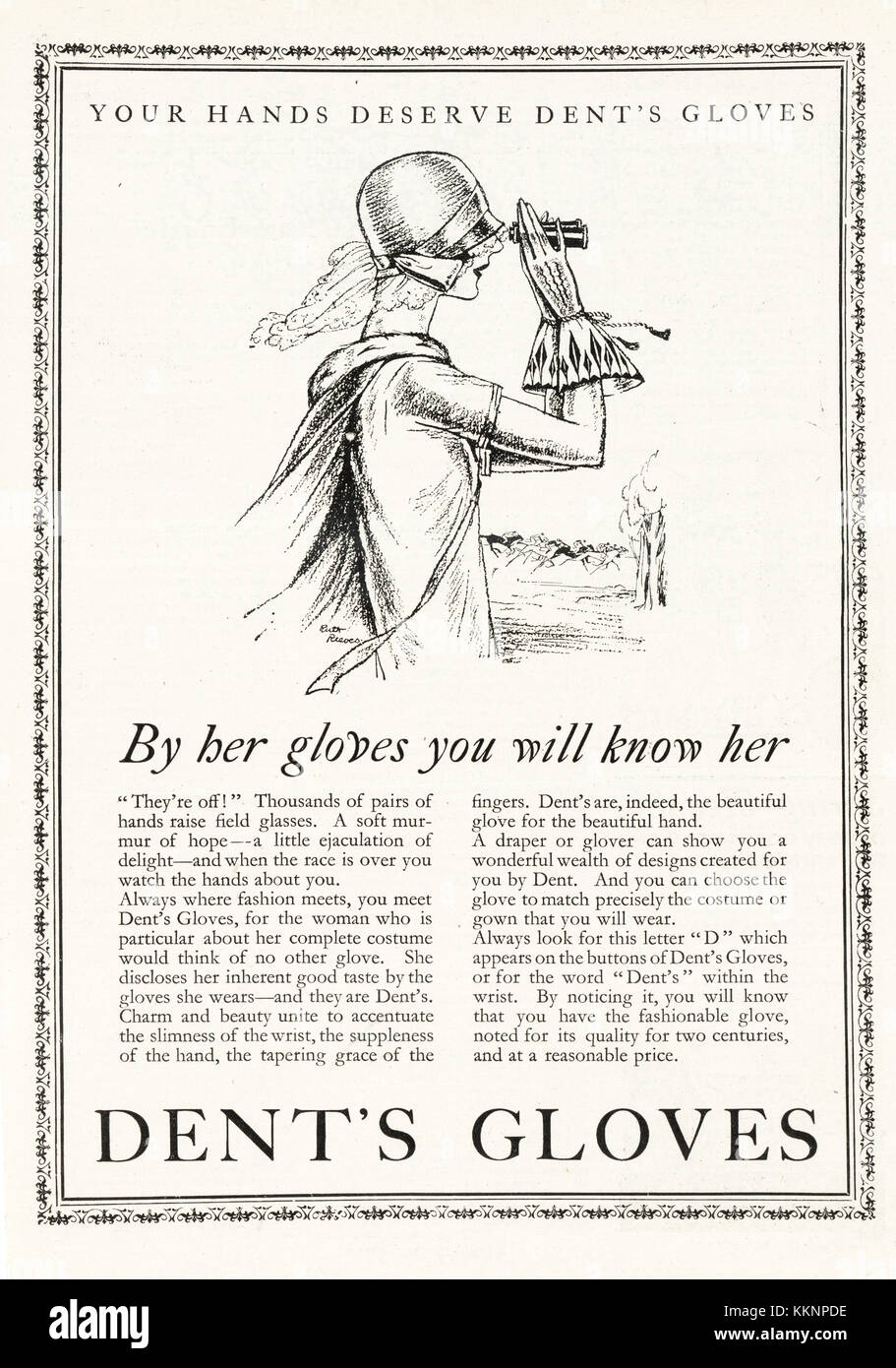 1924 UK Magazine Dent's Gloves Advert Stock Photo - Alamy