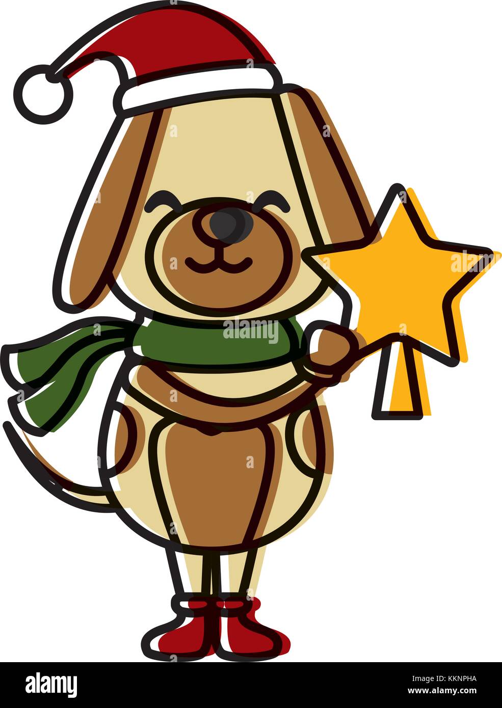 Christmas cute dog cartoon Stock Vector Image & Art - Alamy