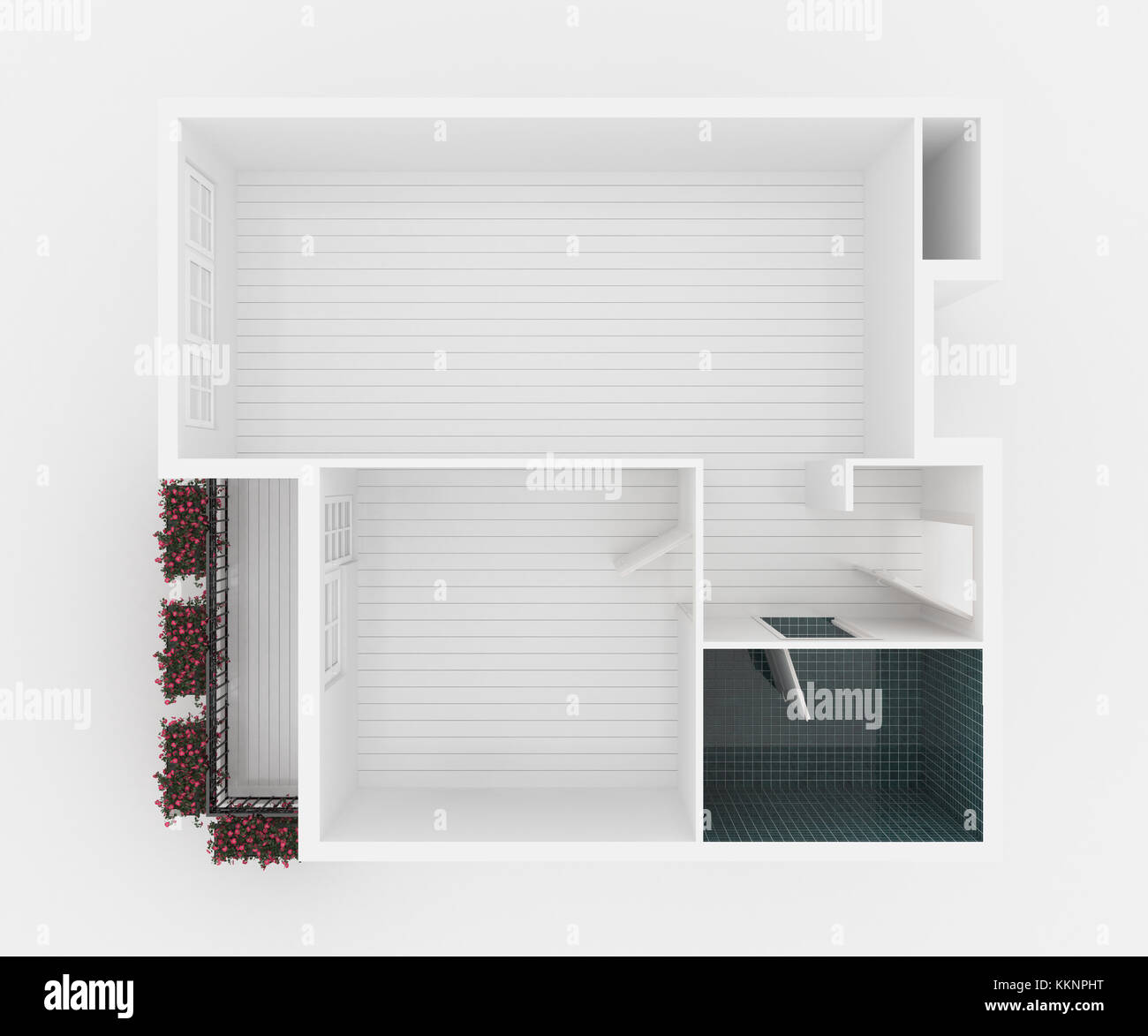 3d model of empty home apartment plan Stock Photo - Alamy