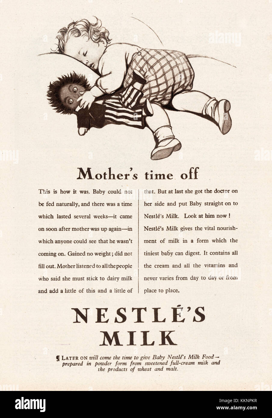 1925 UK Magazine Nestle's Milk Advert Stock Photo - Alamy