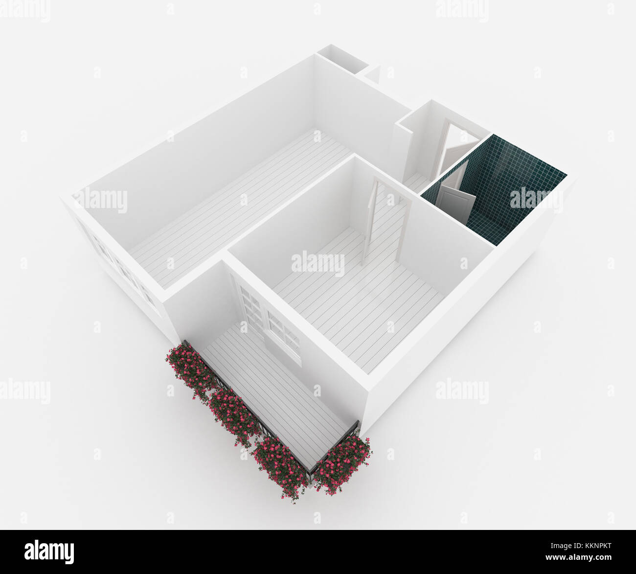 3d model of empty home apartment plan Stock Photo - Alamy