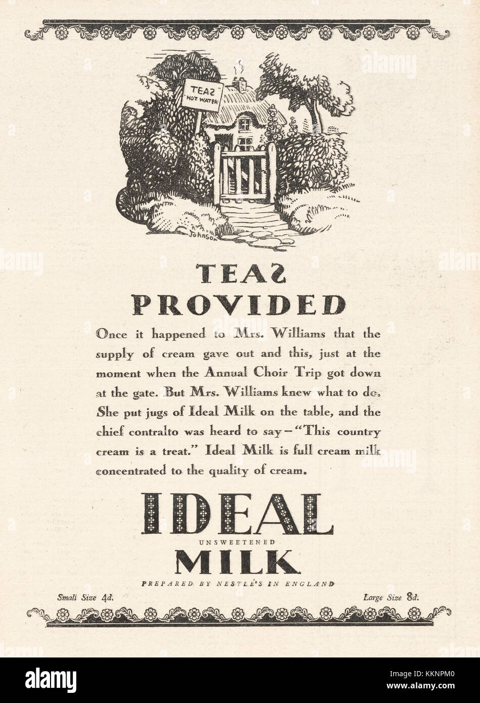 1925 UK Magazine Ideal Milk Advert Stock Photo - Alamy