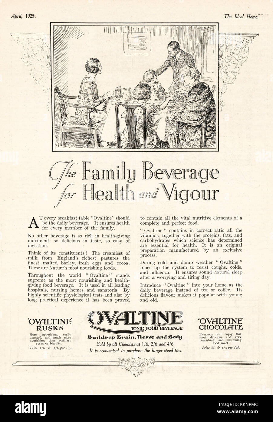 1925 UK Magazine Ovaltine Advert Stock Photo - Alamy