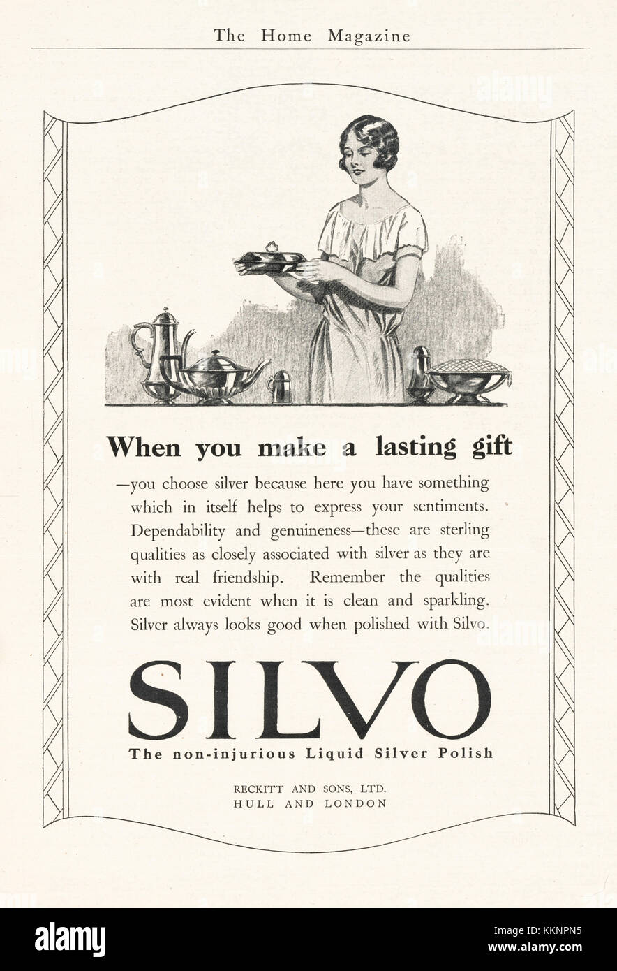 1925 UK Magazine Silvo Silver Polish Advert Stock Photo - Alamy