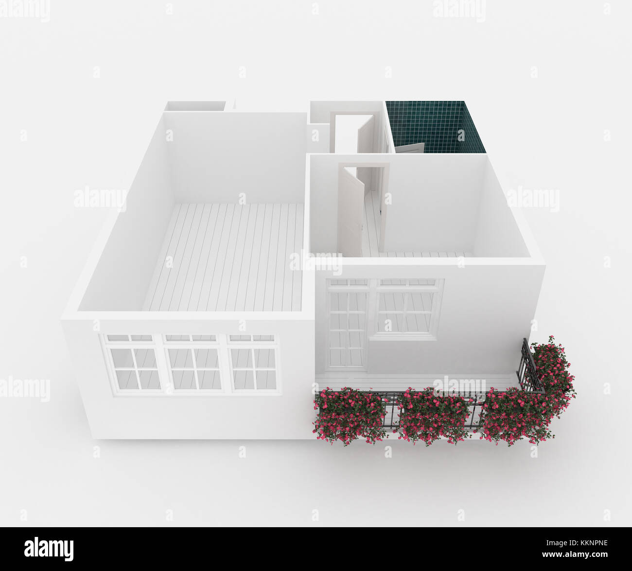 3d model of empty home apartment plan Stock Photo - Alamy