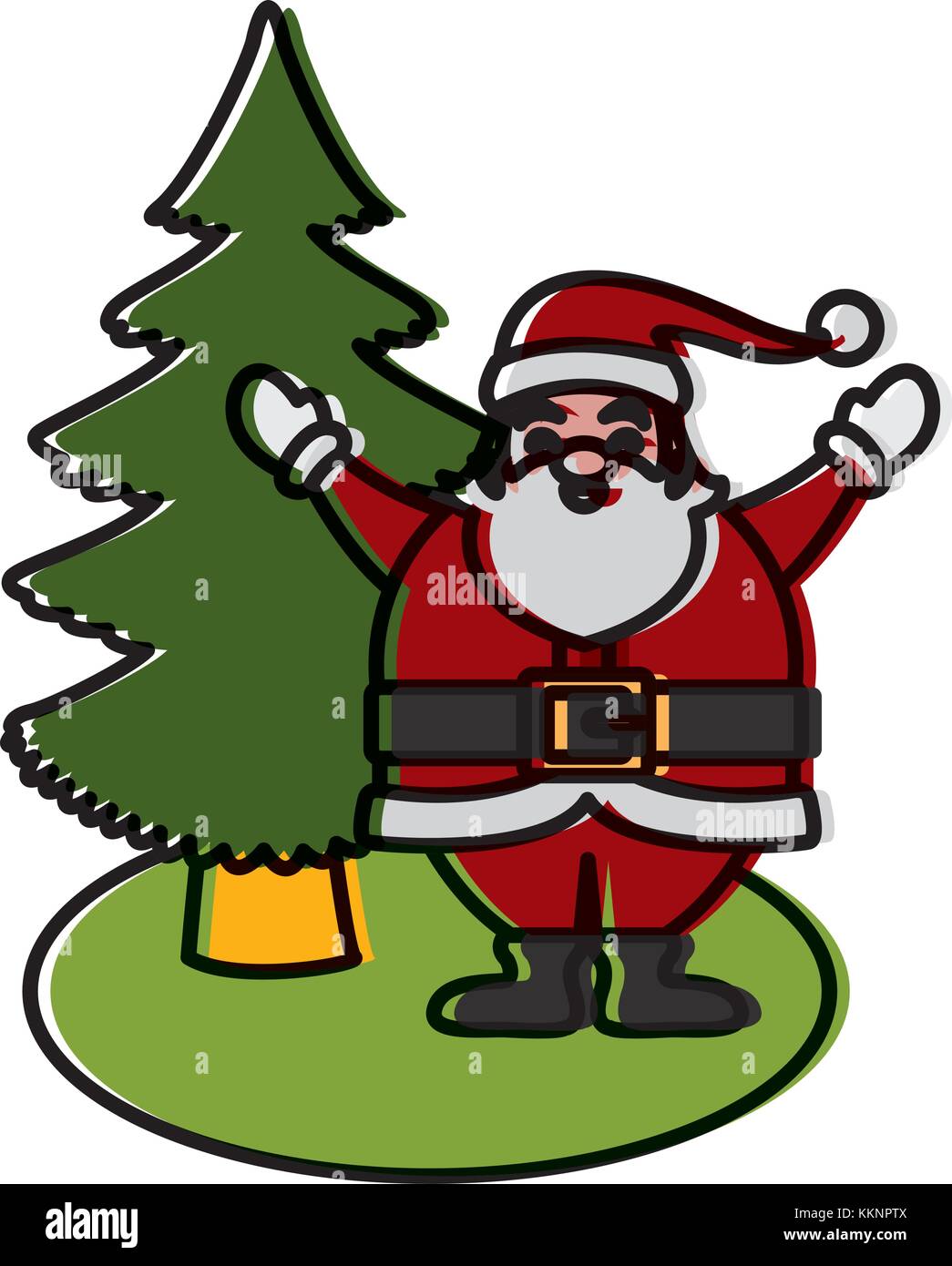 Santa with christmas tree Stock Vector Image & Art - Alamy