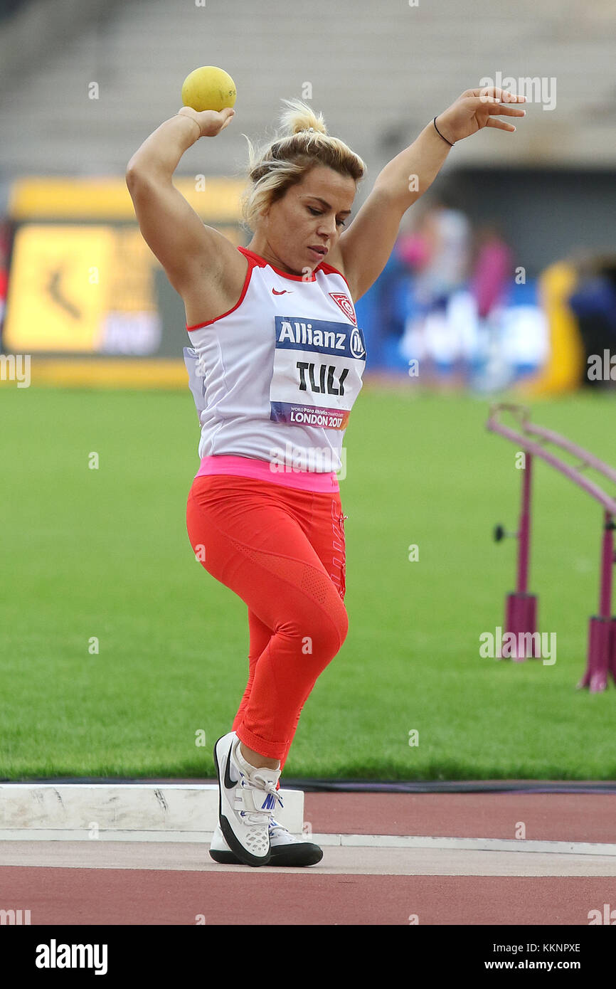 Raoua TLILI of Tunisia in the Women's Shot Put F41 Final at the World ...
