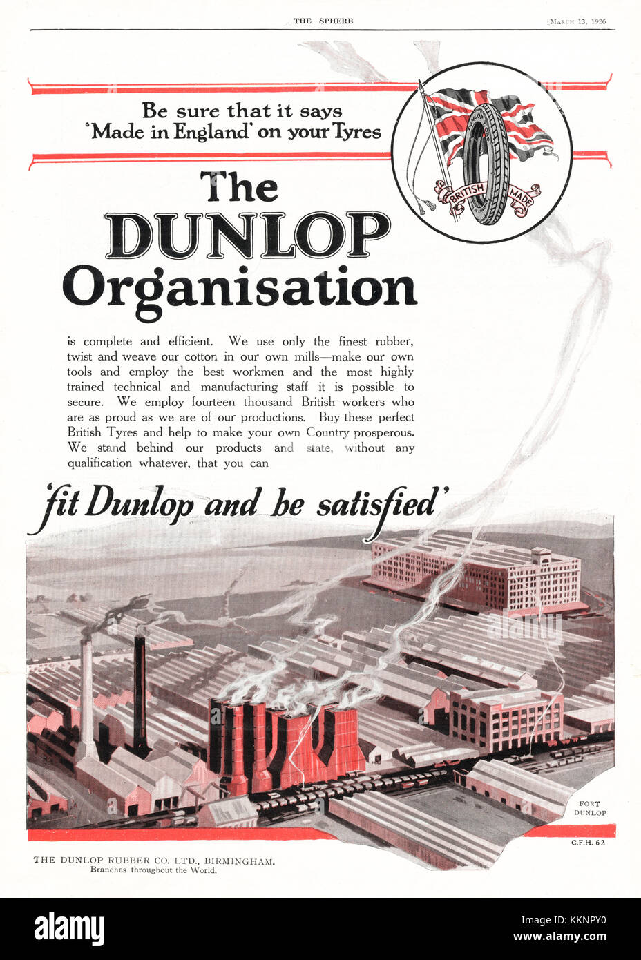 1926 U.S. Magazine Dunlop Tyres Advert Stock Photo - Alamy