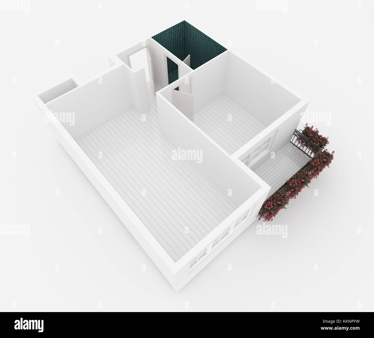 3d model of empty home apartment plan Stock Photo - Alamy