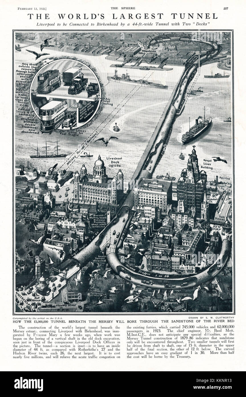 1926 The Sphere Mersey Tunnel Stock Photo - Alamy
