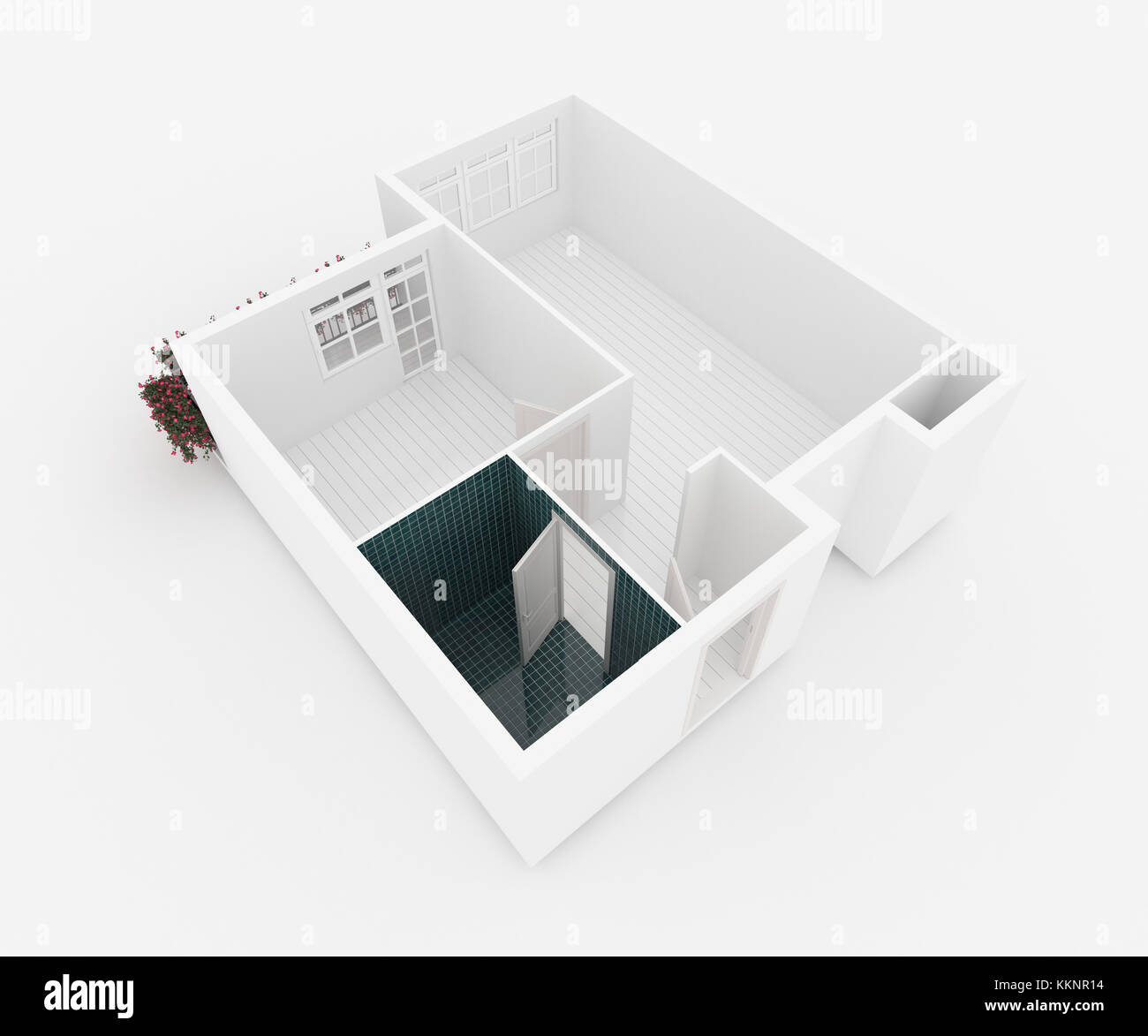 3d model of empty home apartment plan Stock Photo - Alamy