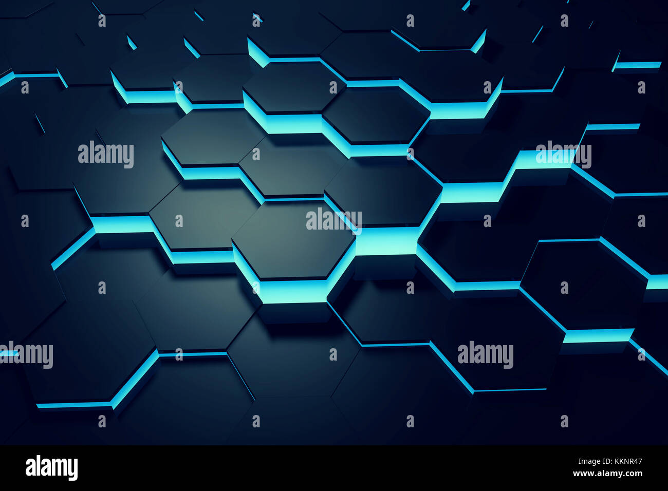 Glowing blue hexagon pattern background. 3D rendering Stock Photo - Alamy