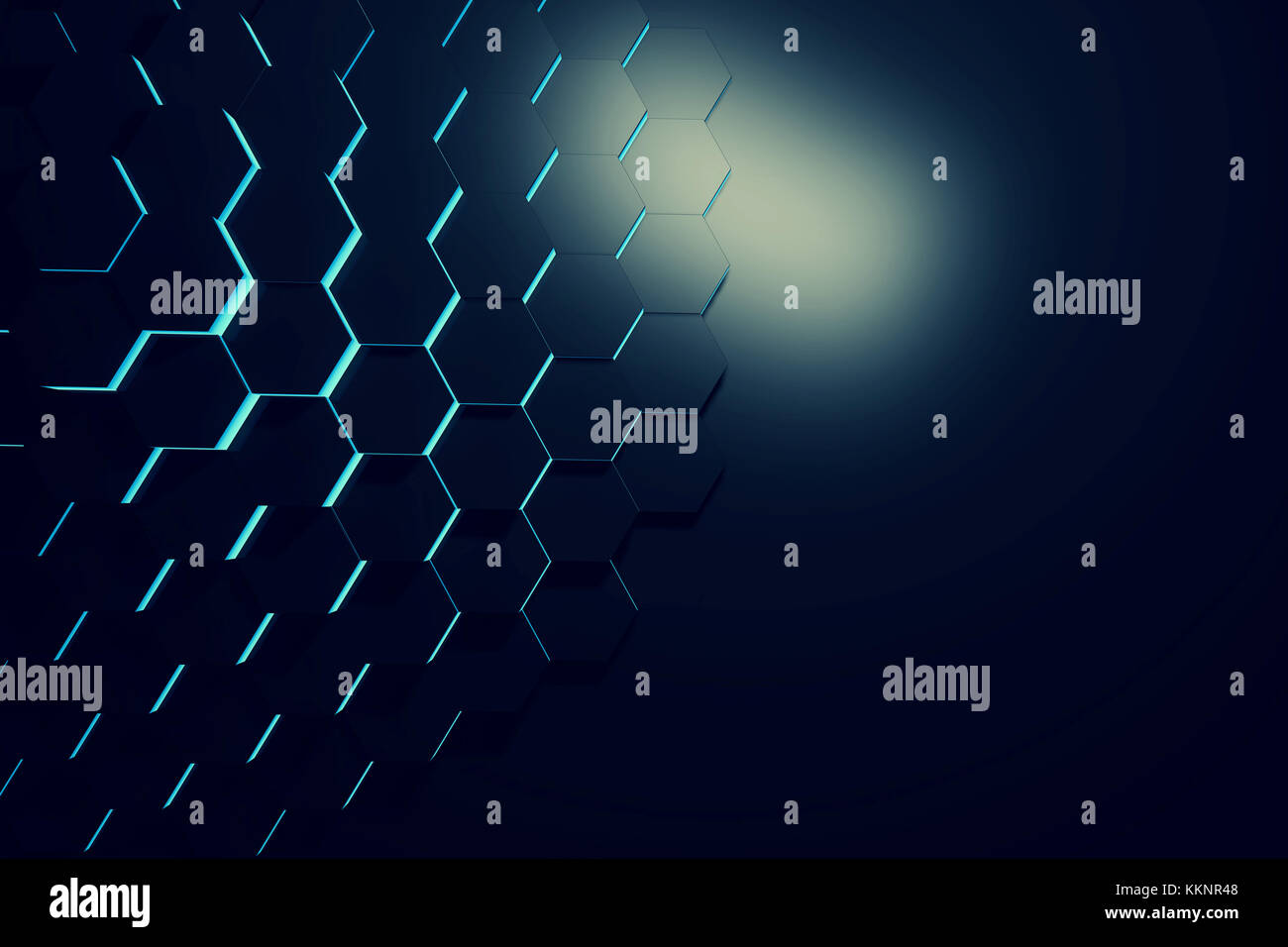 Glowing blue hexagon pattern background. 3D rendering Stock Photo - Alamy