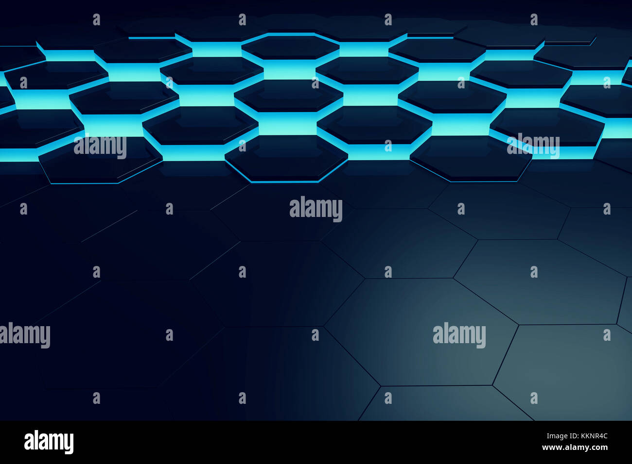 Glowing blue hexagon pattern background. 3D rendering Stock Photo - Alamy