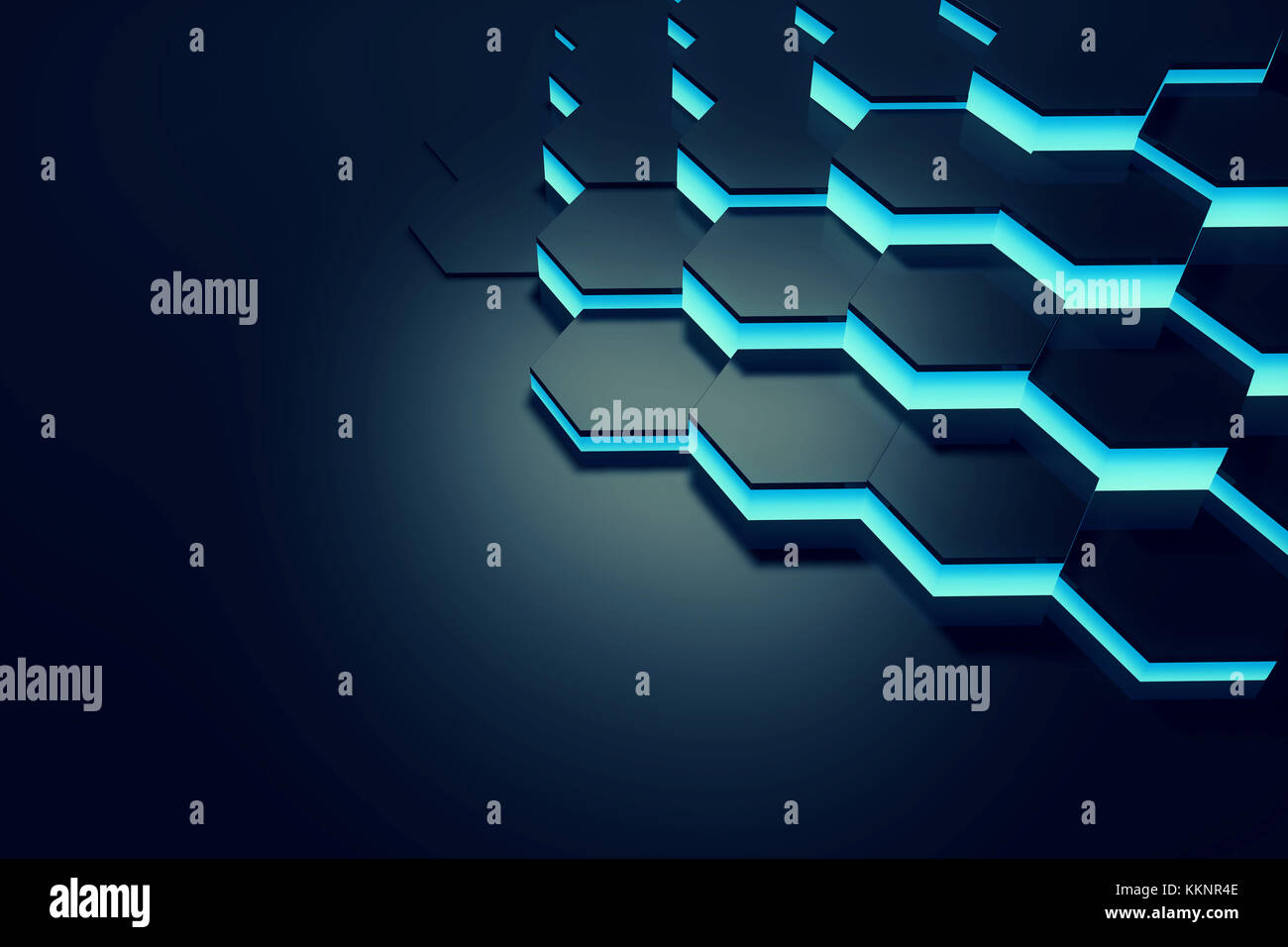Glowing blue hexagon pattern background. 3D rendering Stock Photo - Alamy
