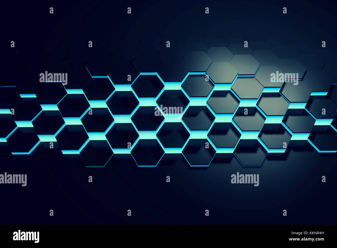 Glowing blue hexagon pattern background. 3D rendering Stock Photo - Alamy