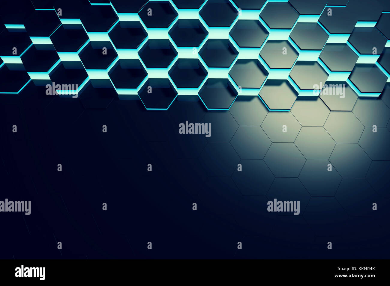 Glowing blue hexagon pattern background. 3D rendering Stock Photo - Alamy