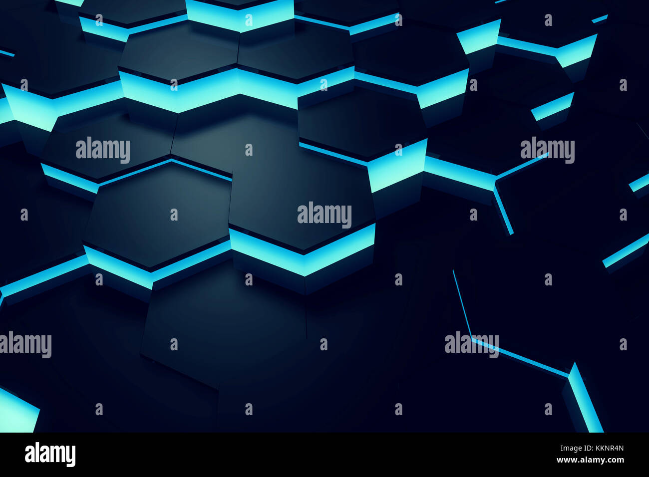 Glowing blue hexagon pattern background. 3D rendering Stock Photo - Alamy
