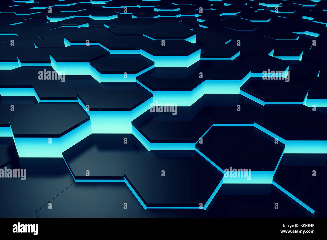 Glowing blue hexagon pattern background. 3D rendering Stock Photo - Alamy