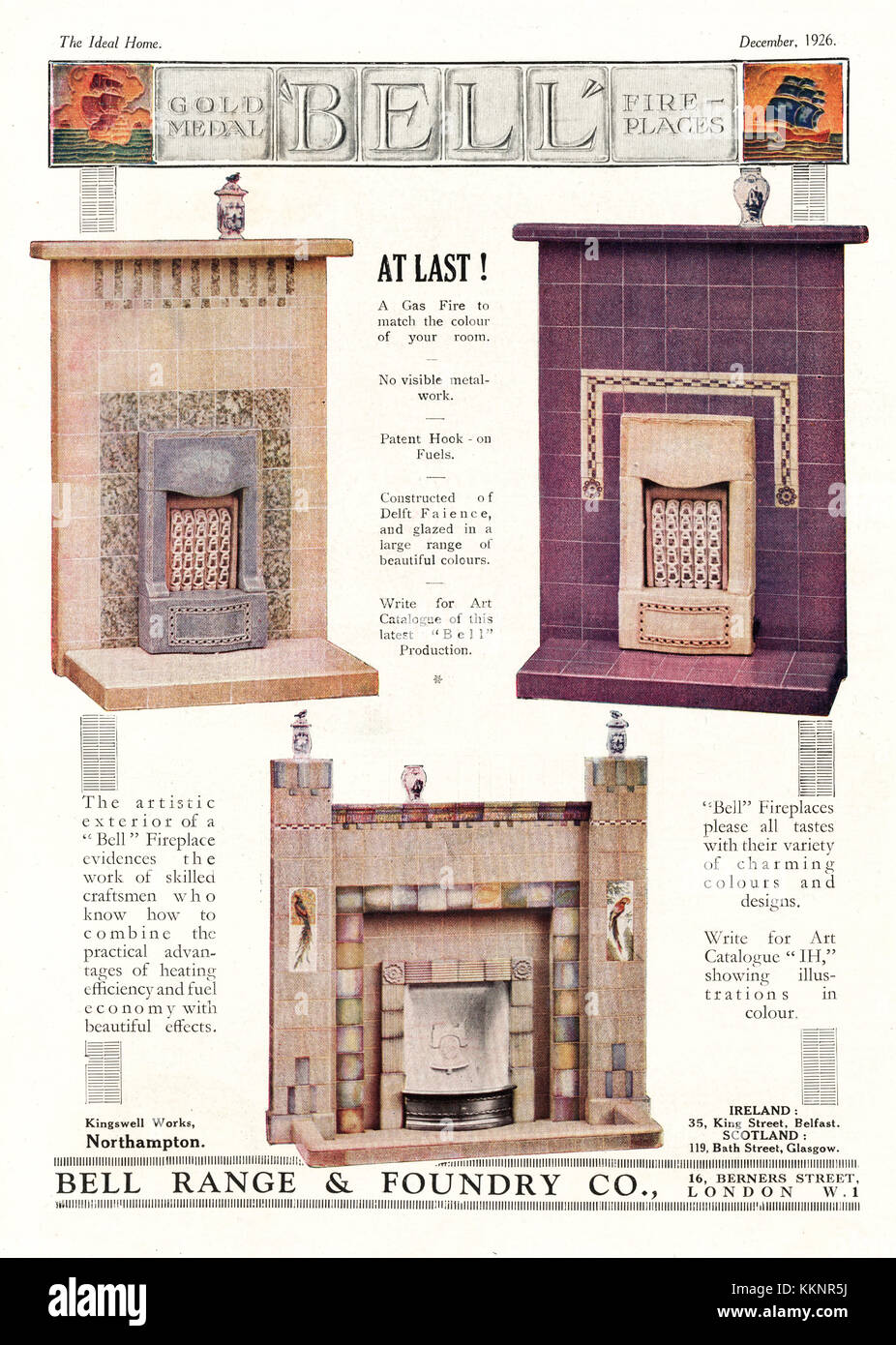 1926 UK Magazine Bell Fireplaces Advert Stock Photo - Alamy