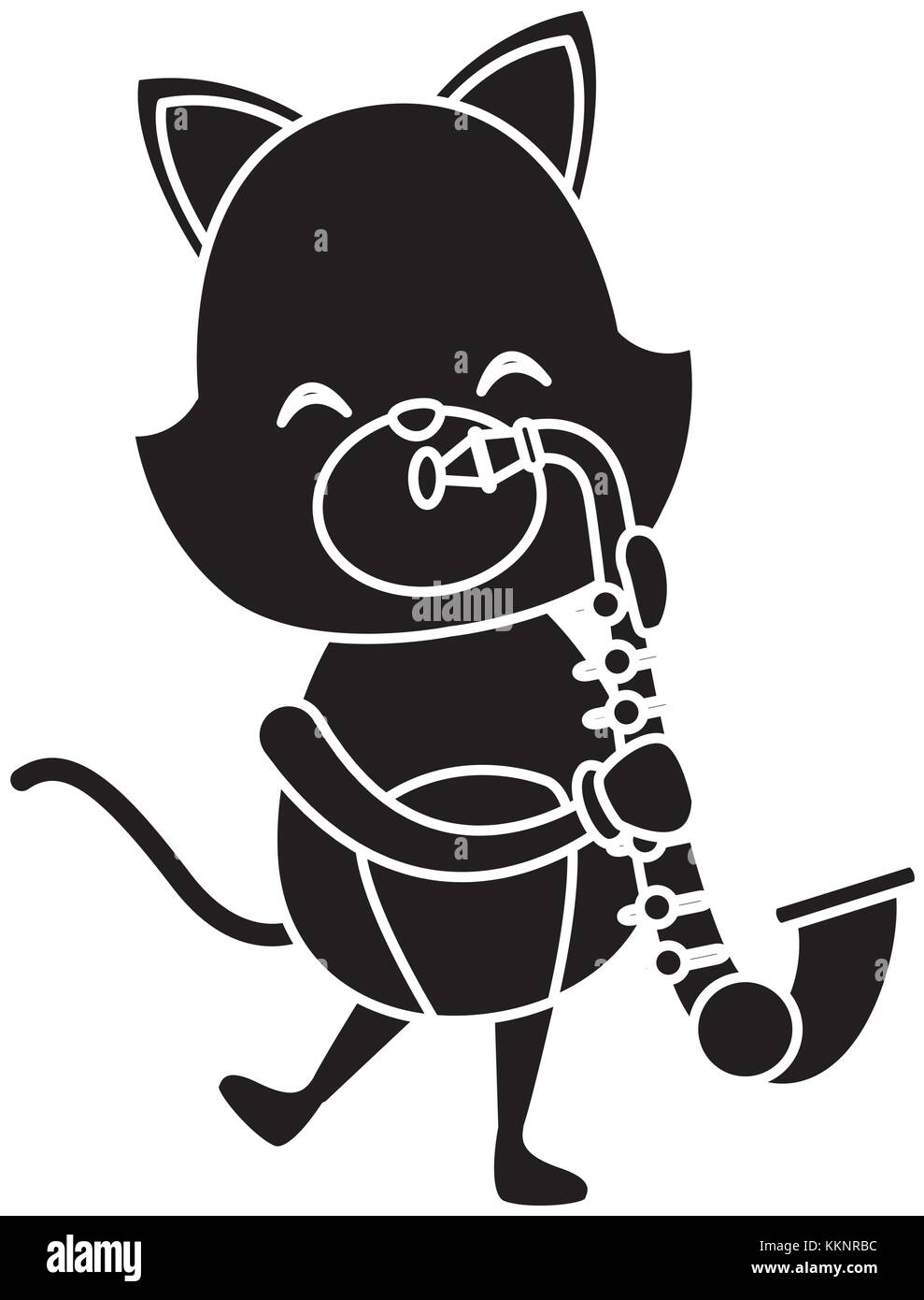 Cute cat playing saxophone cartoon Stock Vector Image & Art - Alamy