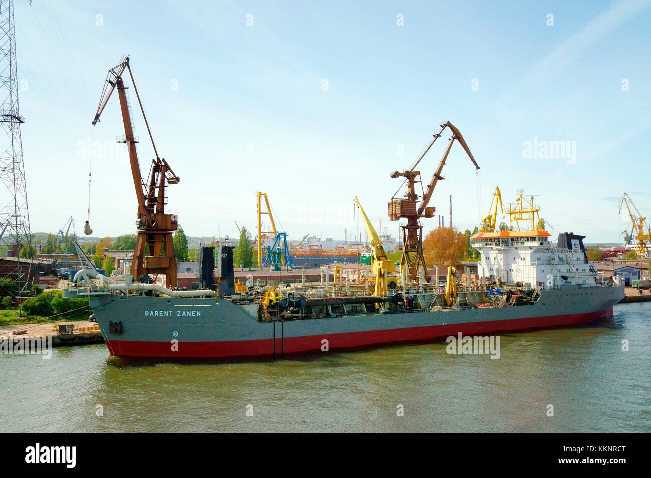 Gdansk Poland. Port dock facilities on east shore of Ostrow Island ...