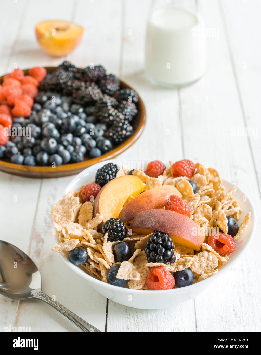 Healthy breakfast concept with corn flakes and berry fruit,selective ...