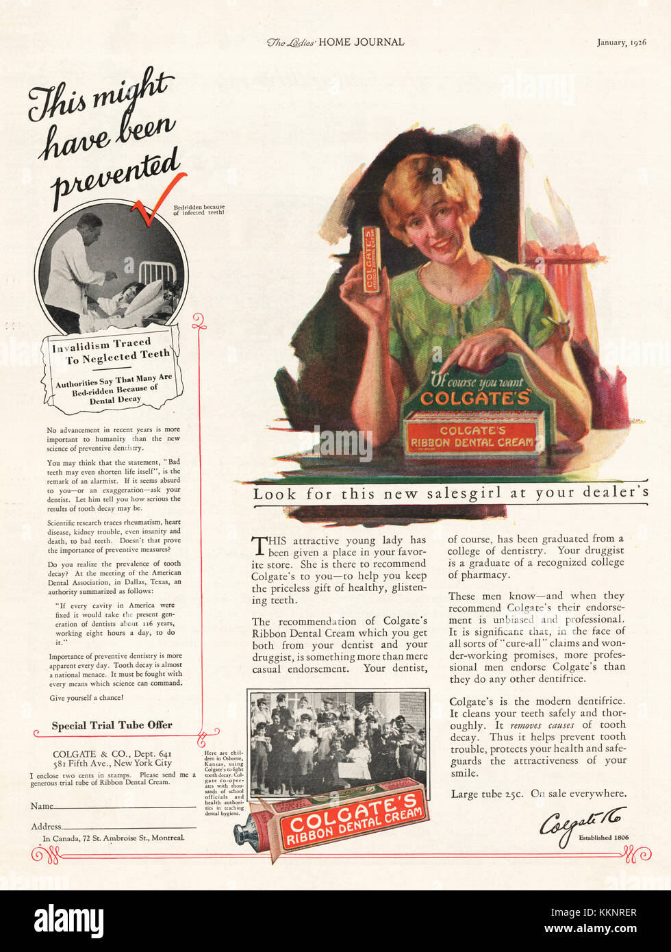 1926 U.S. Magazine Colgate Toothpaste Advert Stock Photo - Alamy