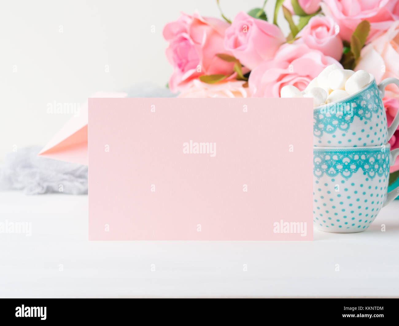 Blank pink paper card for Valentine's or mother woman day. Wedding baby ...