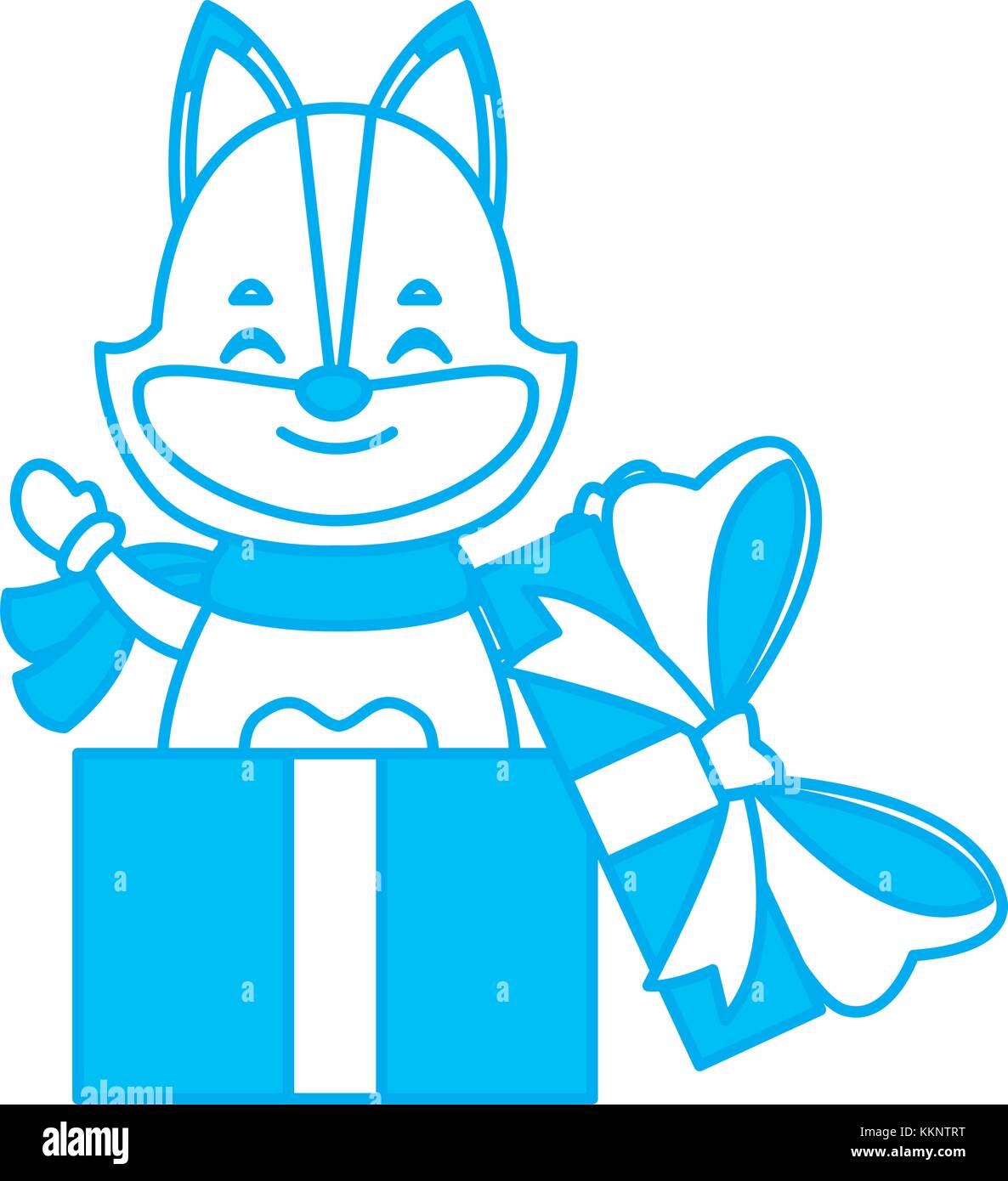 Fox in gift box Stock Vector Image & Art - Alamy