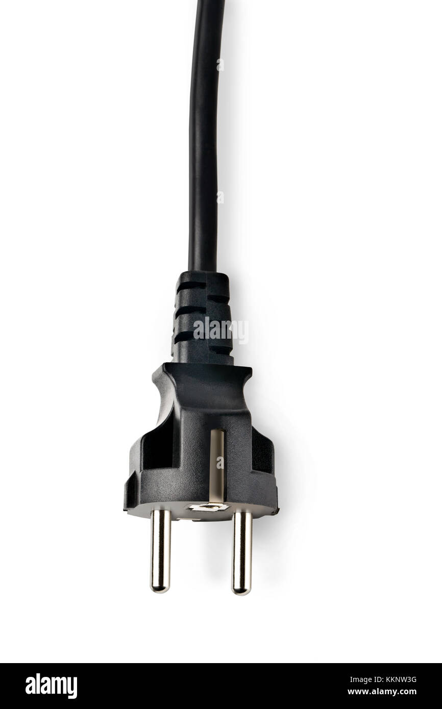 Electric plug with cable isolated on white background Stock Photo - Alamy