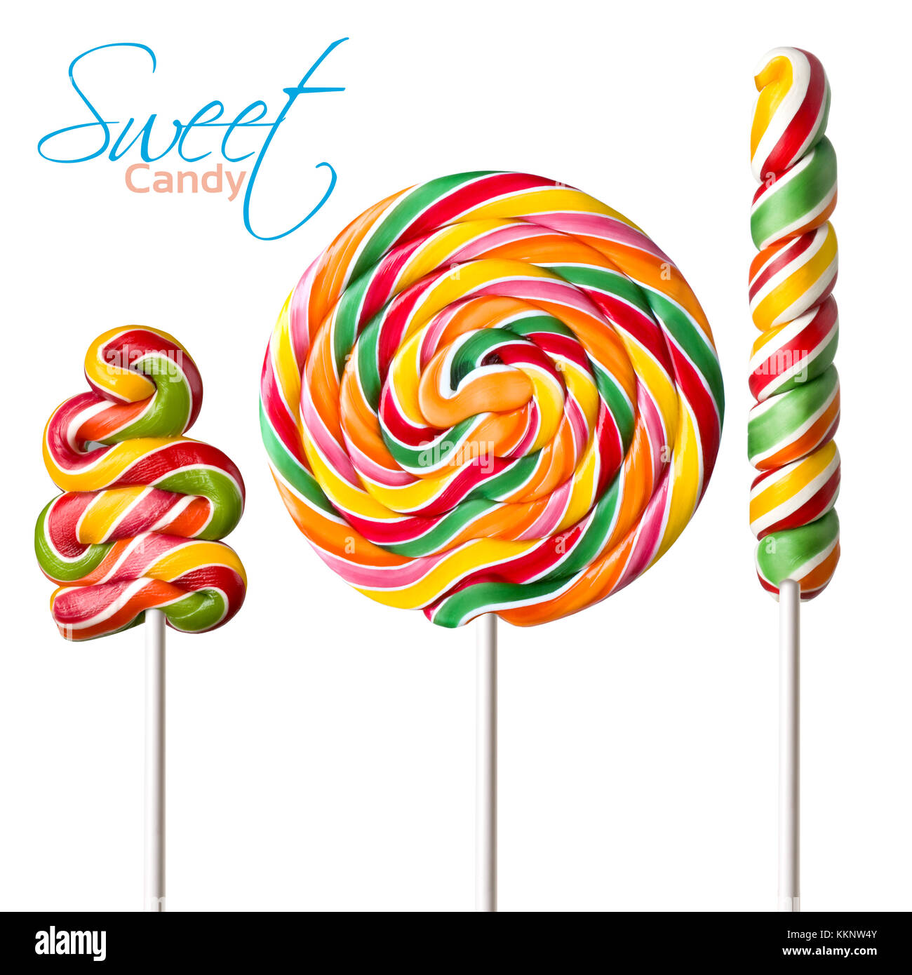 retro style colorful lollipop on white background Stock Photo - Alamy