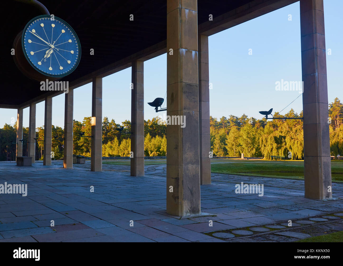 Clock and Monument Hall, Skogskyrkogarden cemetery, Stockholm, Sweden ...