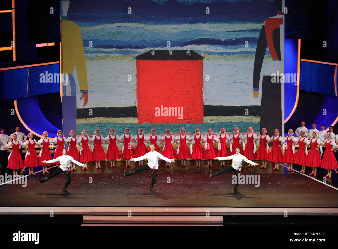 Dancers perform on stage during the FIFA 2018 World Cup draw at The ...