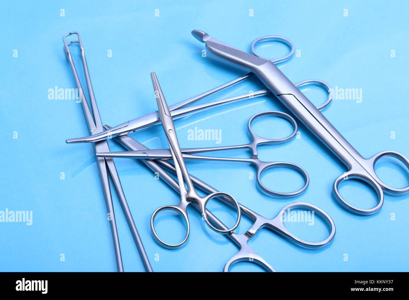 Medical and surgery instruments isolated in mirror background Stock ...