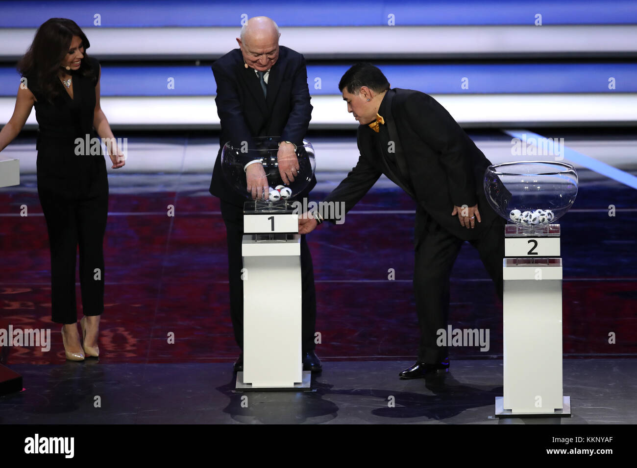 World Cup 2018 draw ambassador Diego Maradona (right) and Nikita ...