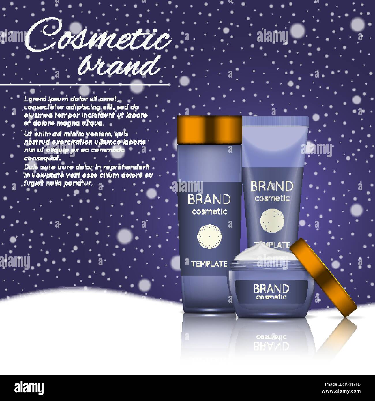 Vector 3D cosmetic illustration on a soft light background with flare ...