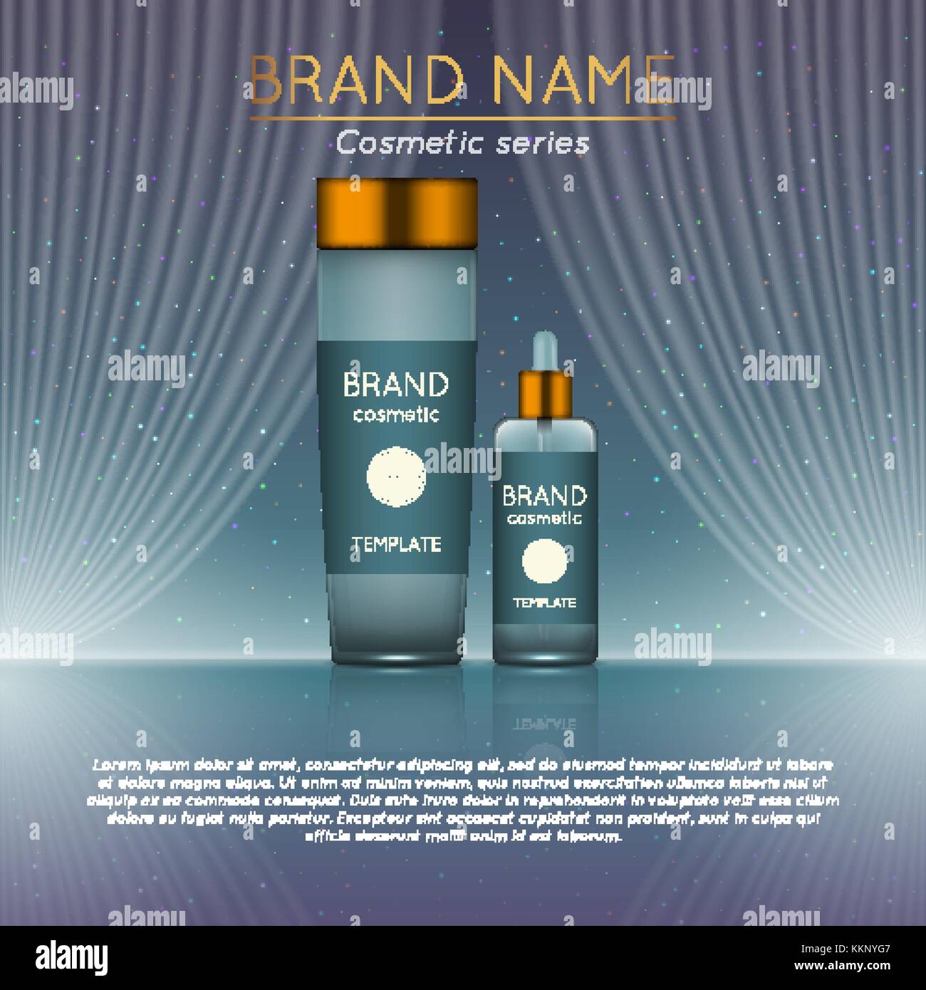 3D realistic cosmetic bottle ads template. Cosmetic brand advertising ...