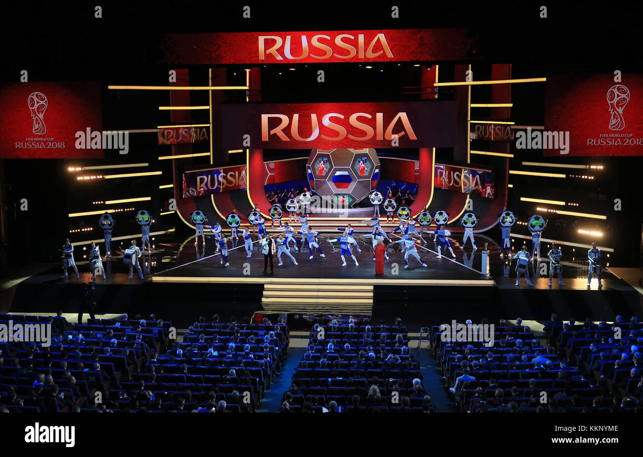 Dancers perform on stage during the FIFA 2018 World Cup draw at The ...