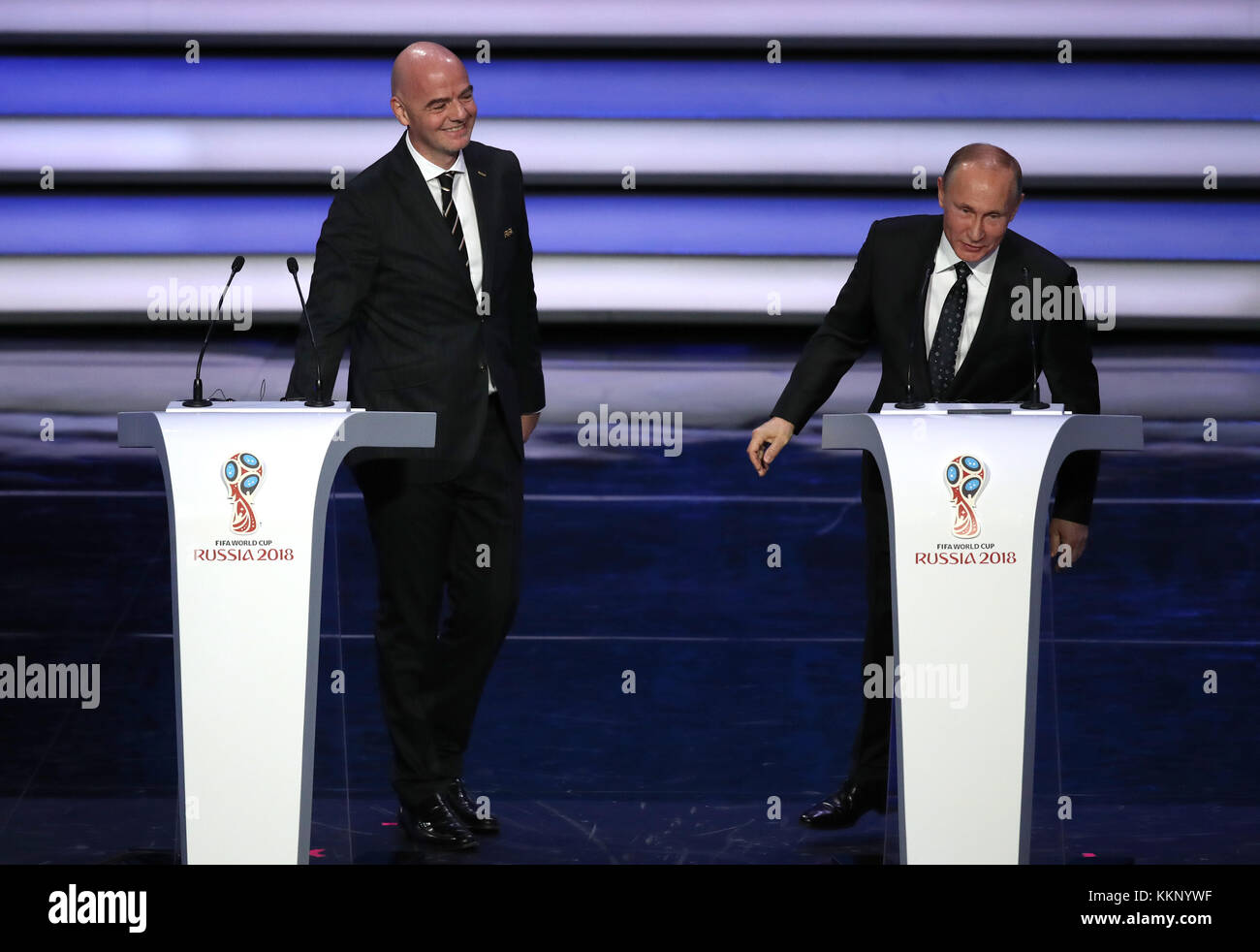 Russian president Vladimir Putin (right) and FIFA President Gianni ...