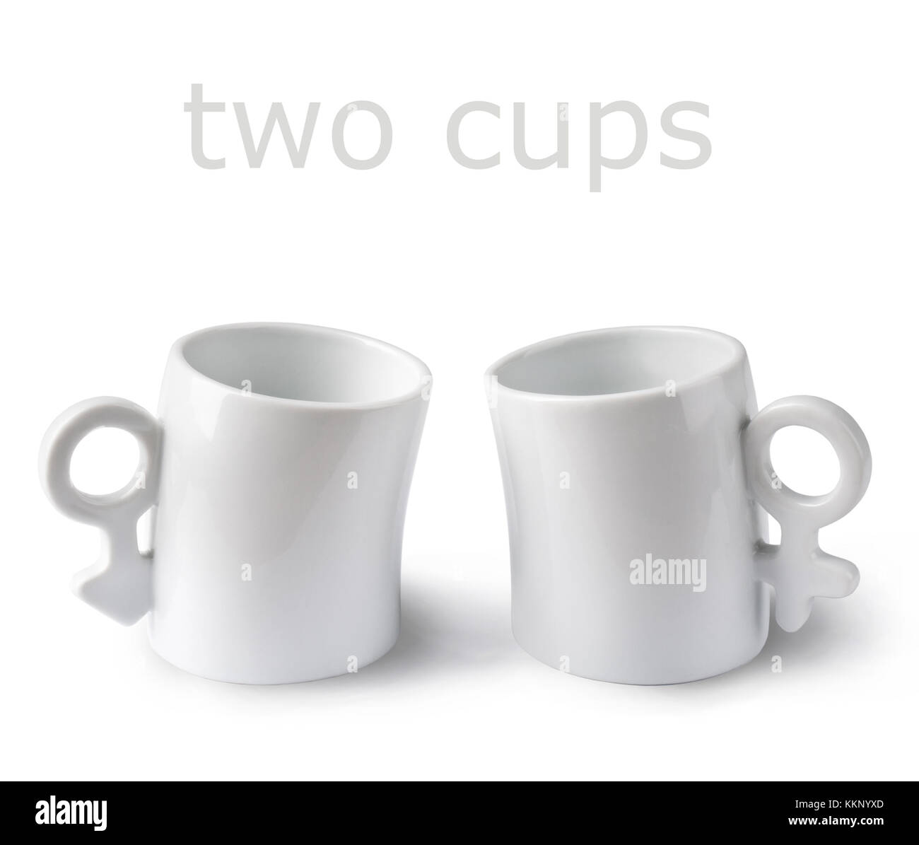 Two white cup on white background Stock Photo - Alamy
