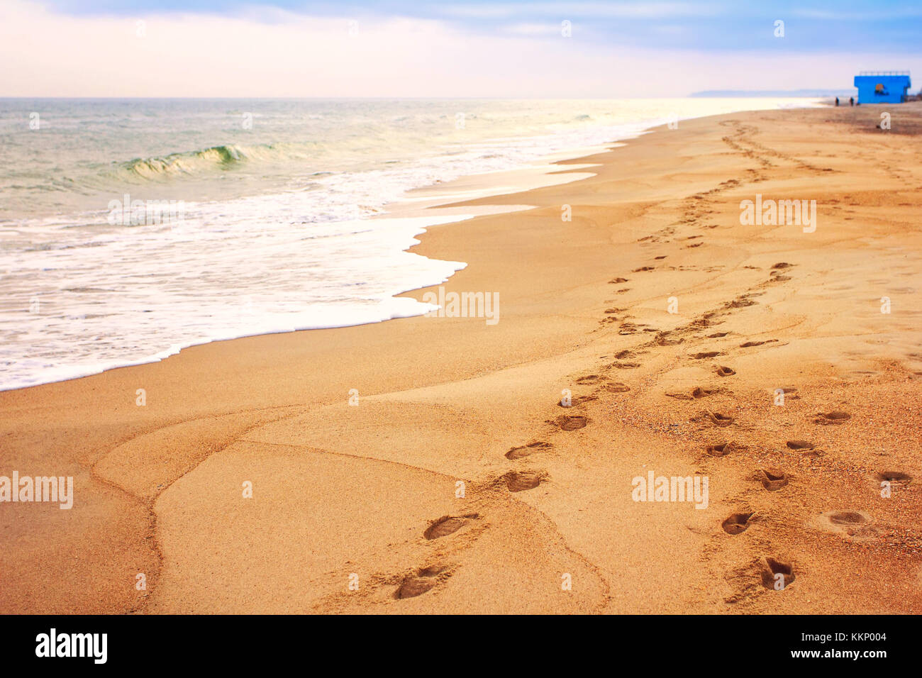 beach footprints in the sand Stock Photo - Alamy