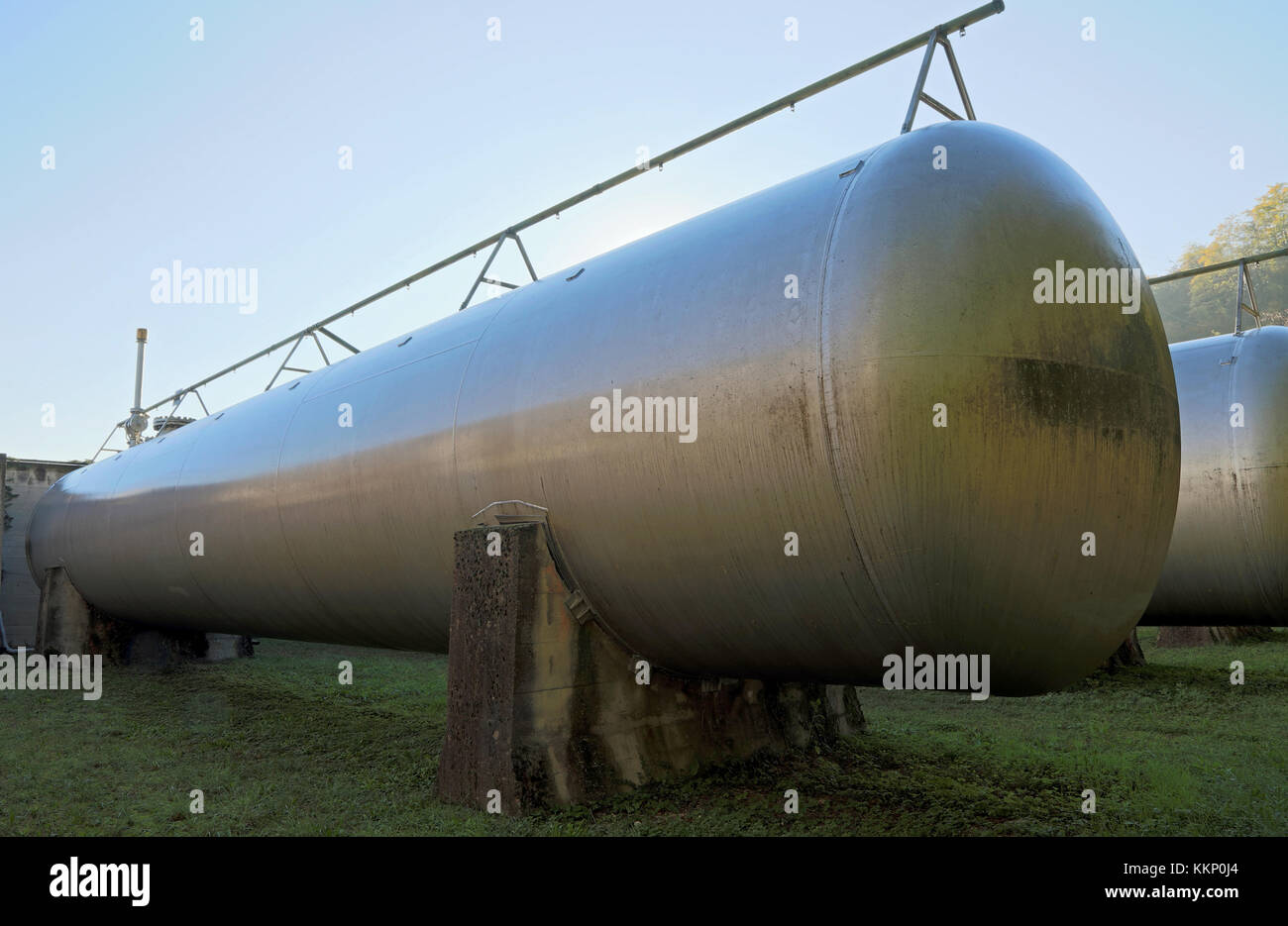 long tank for the storage of methane gas inside an industrial zone ...
