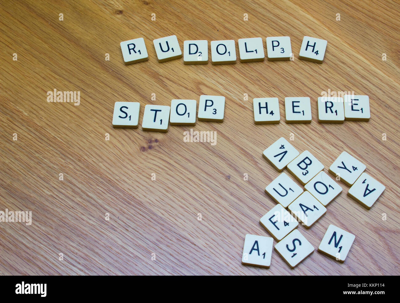 1 December 2017 Ivory board game letters saying Rudolph Stop Here on an ...