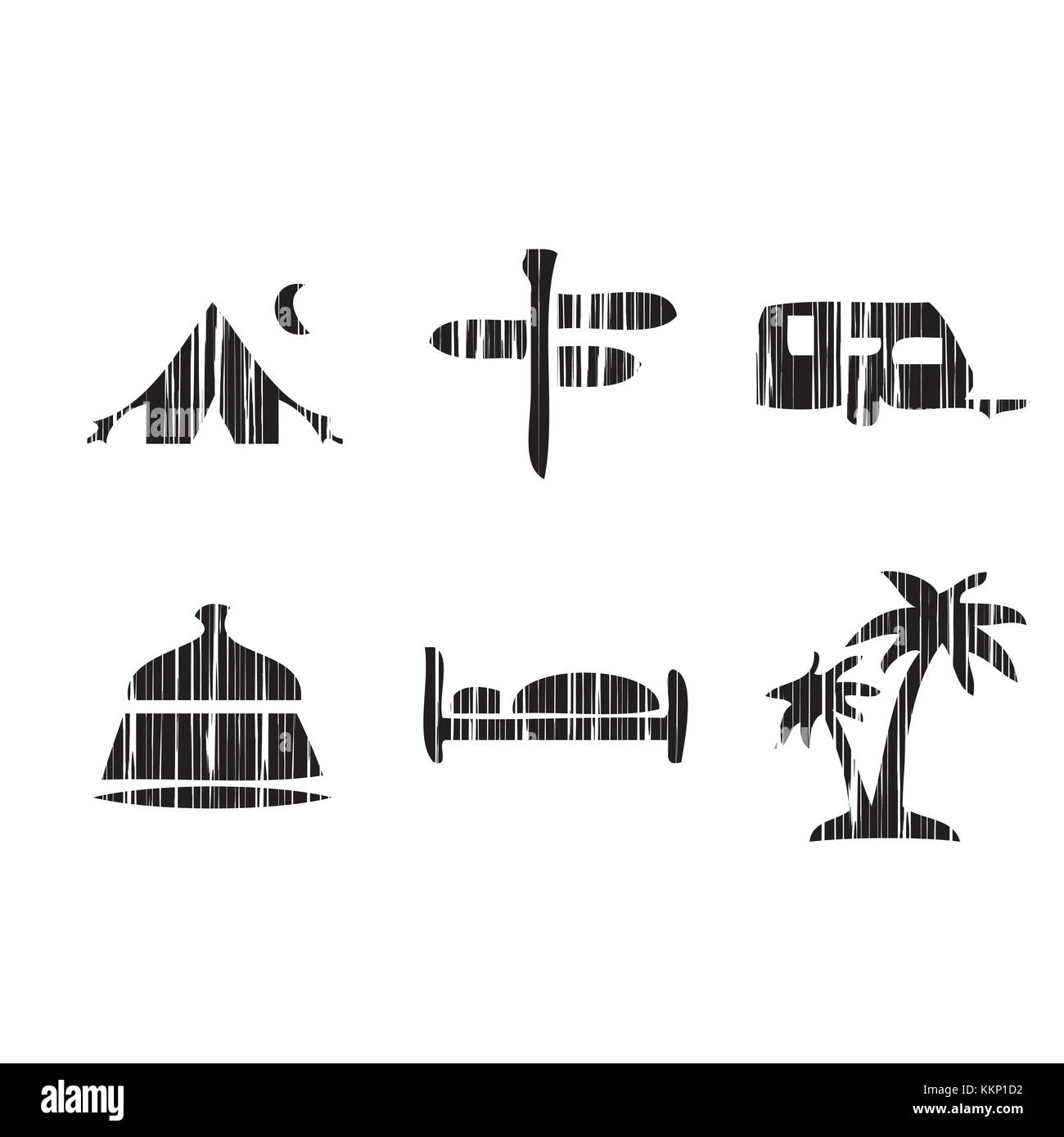 Beach and fun travel icons Stock Photo - Alamy