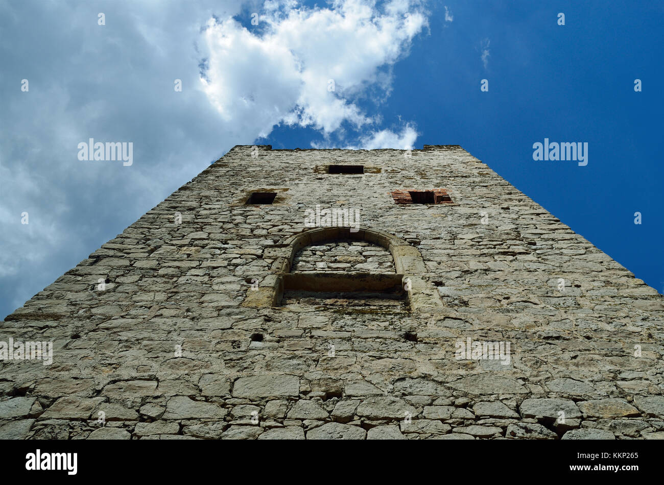 A high stone tower is a monument of history and architecture Stock ...