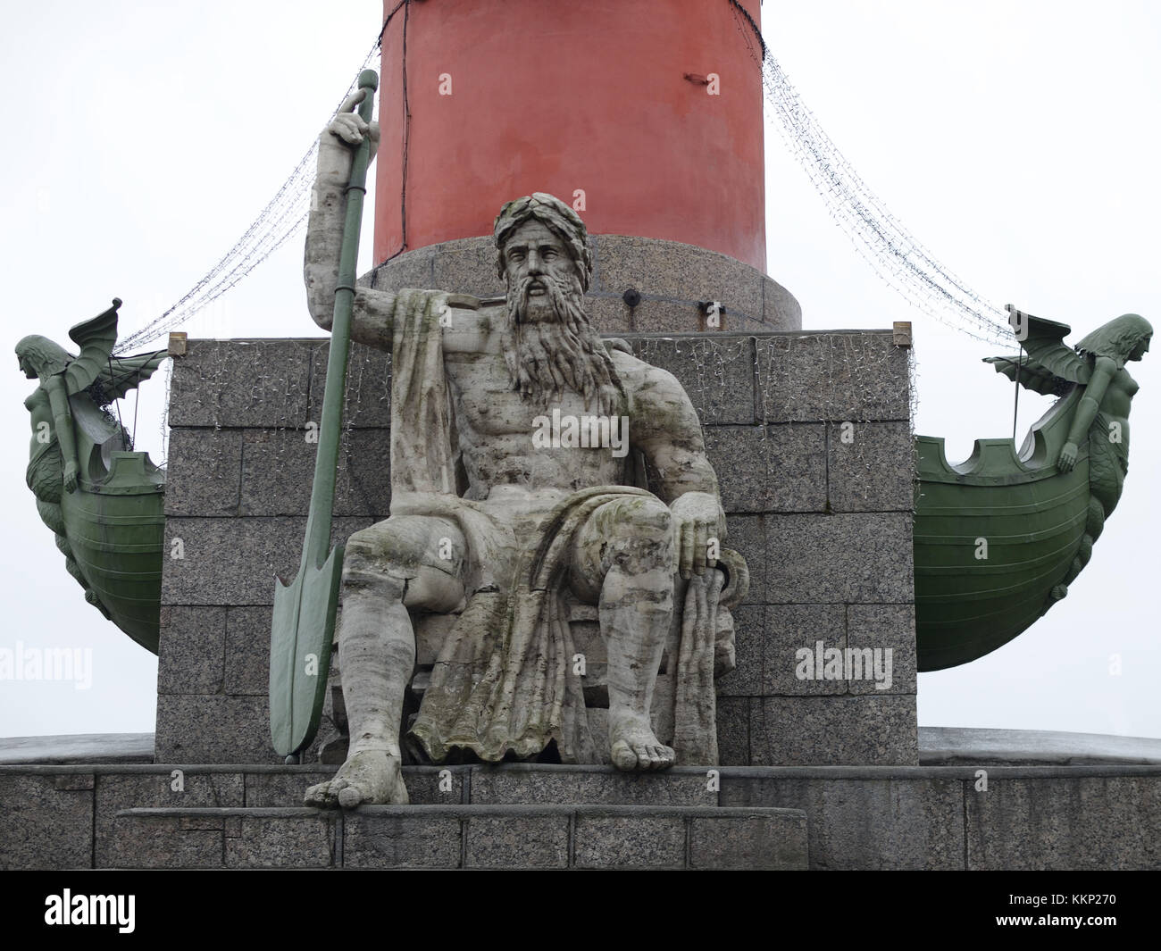 Old sculpture on city lighthouse as a symbol of major rivers Stock ...