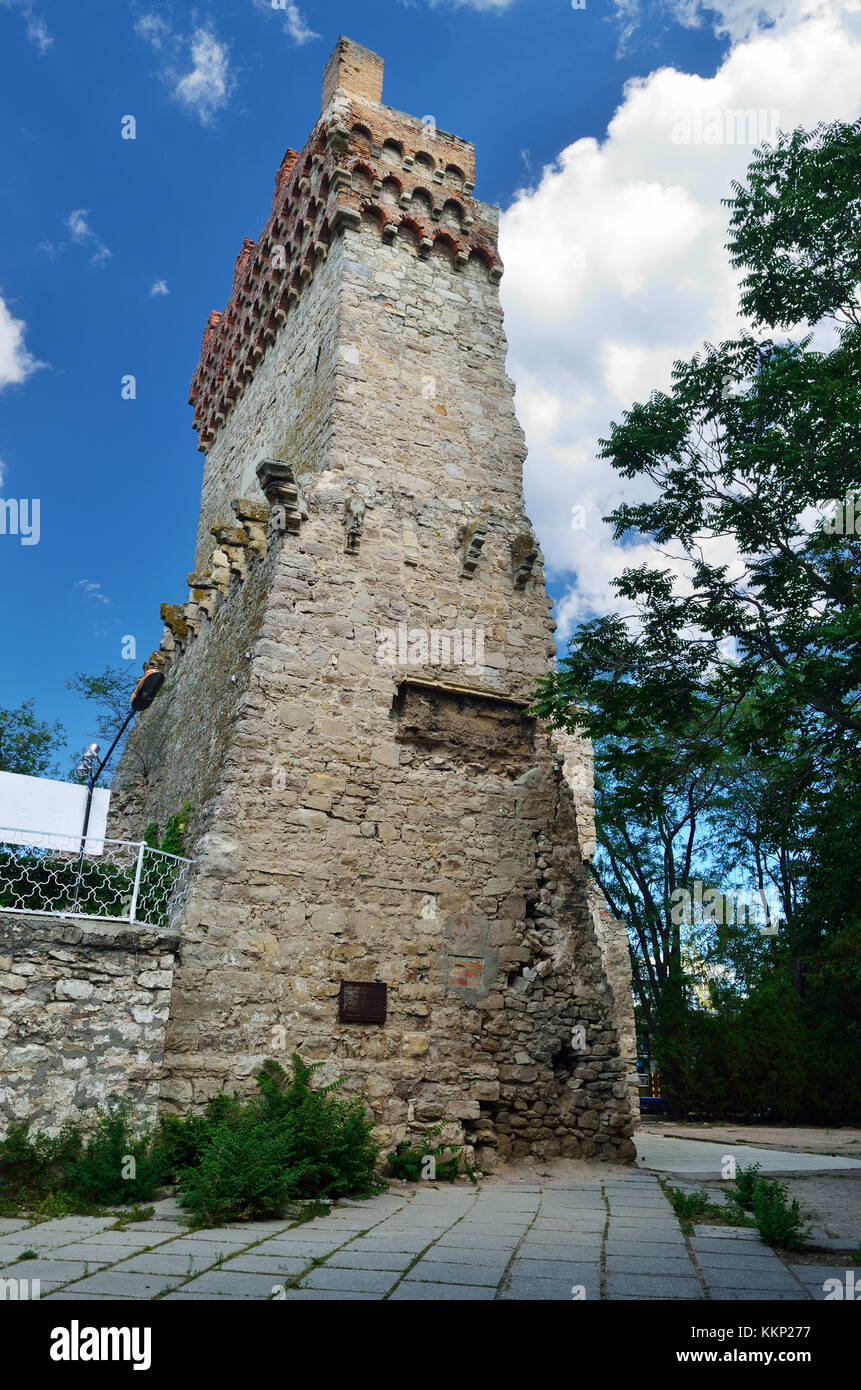 A high stone tower is a monument of history and architecture Stock ...