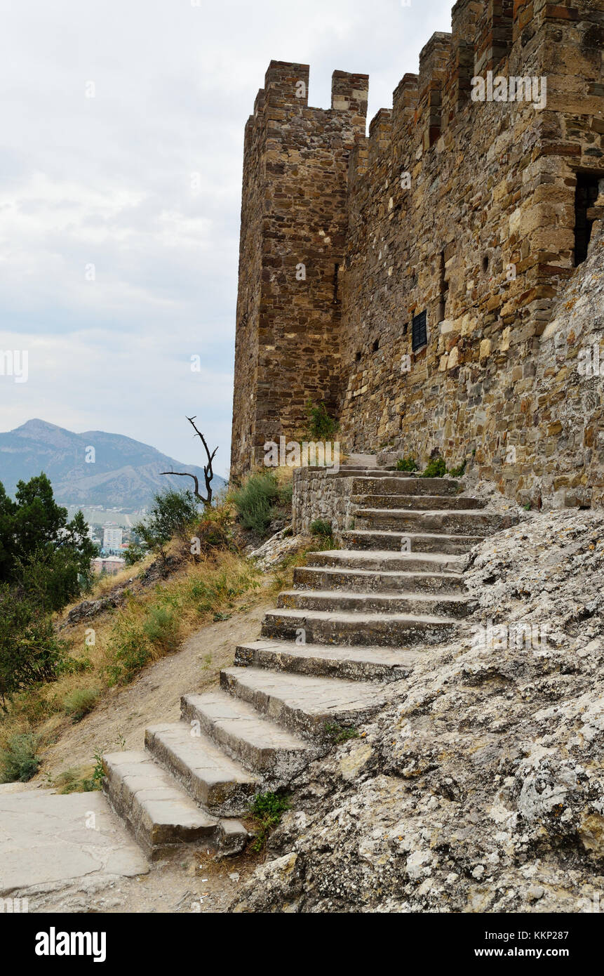 The remains of the fortress citadel built at the foot of the mountain ...