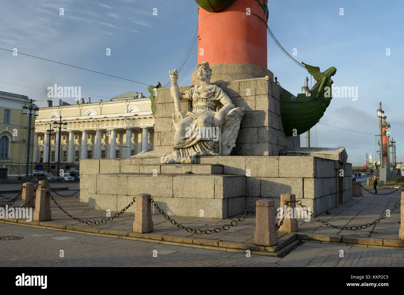 Old sculpture on city lighthouse as a symbol of major rivers Stock ...